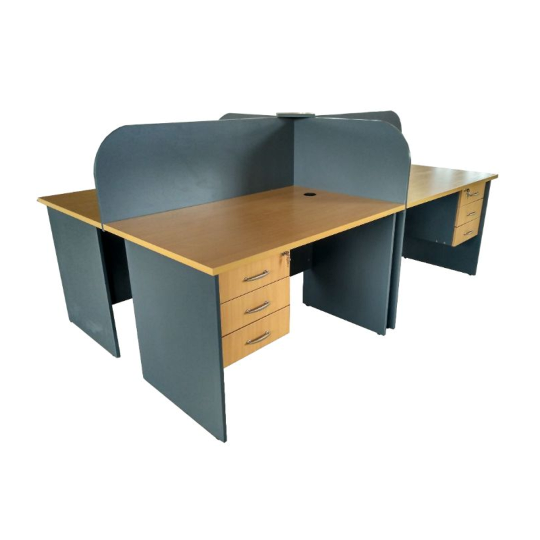 4-way office modular wooden workstation - Furniture Mart