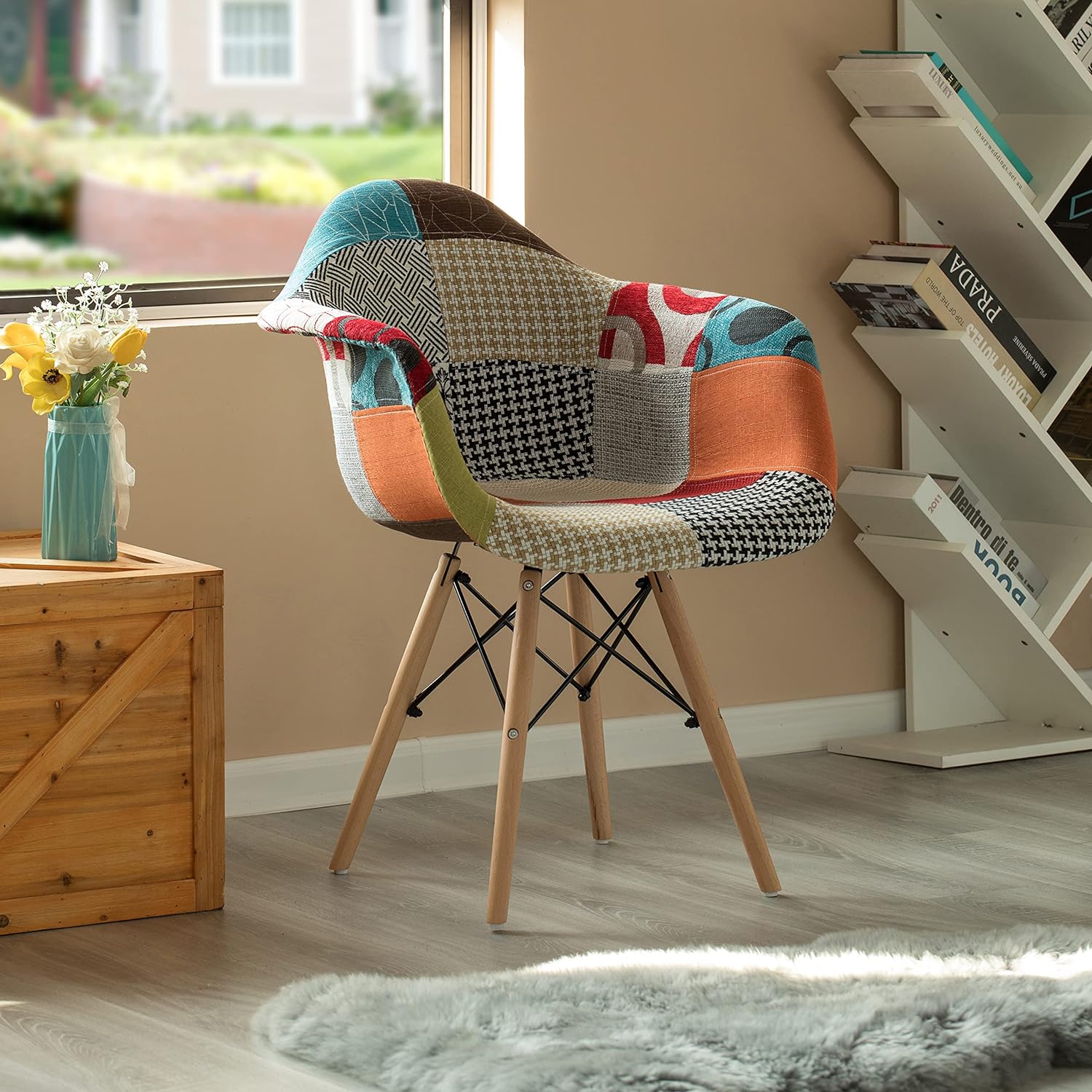 Arm Rest Patch Work Chair - Furniture Mart - Home chair collections
