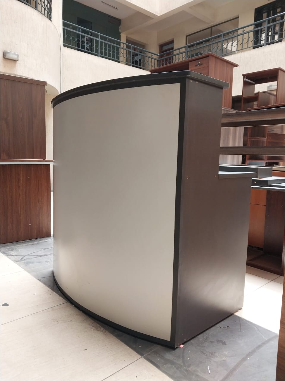 Curved office reception desk - Furniture Mart | Tables