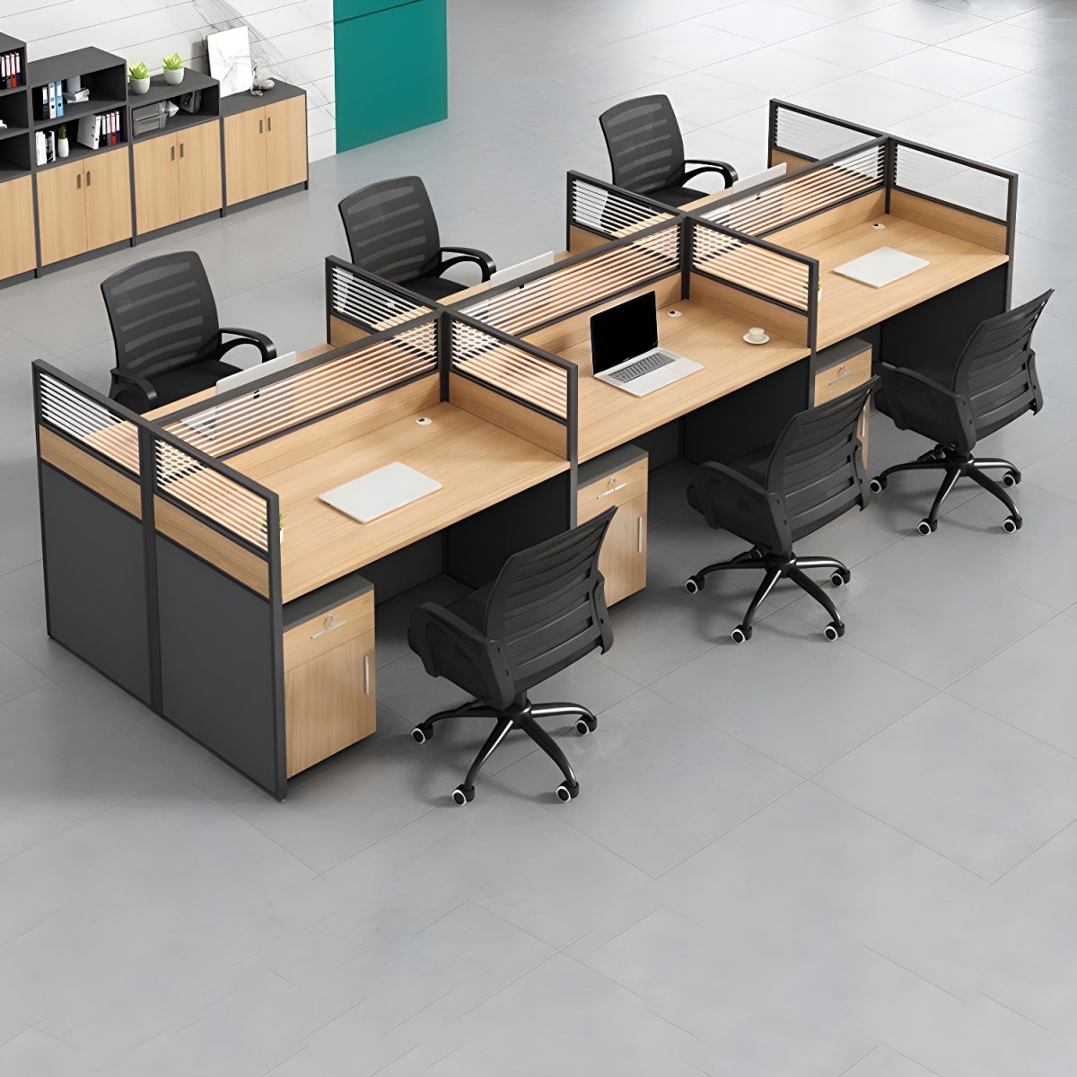 Six way open-view office workstation - Furniture Mart | Office desks